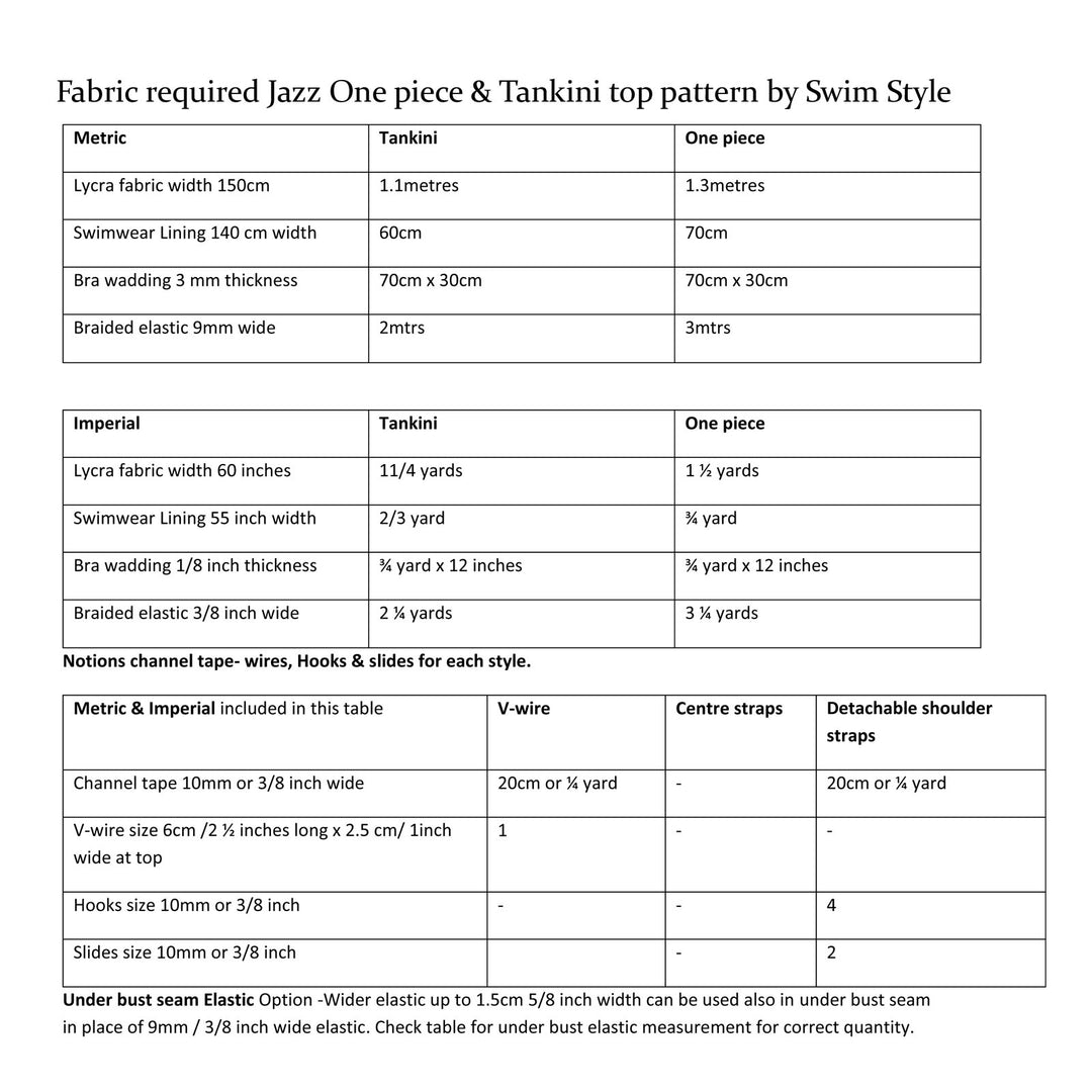 One piece Jazz & Tankini Sewing Pattern – Swim Style Patterns